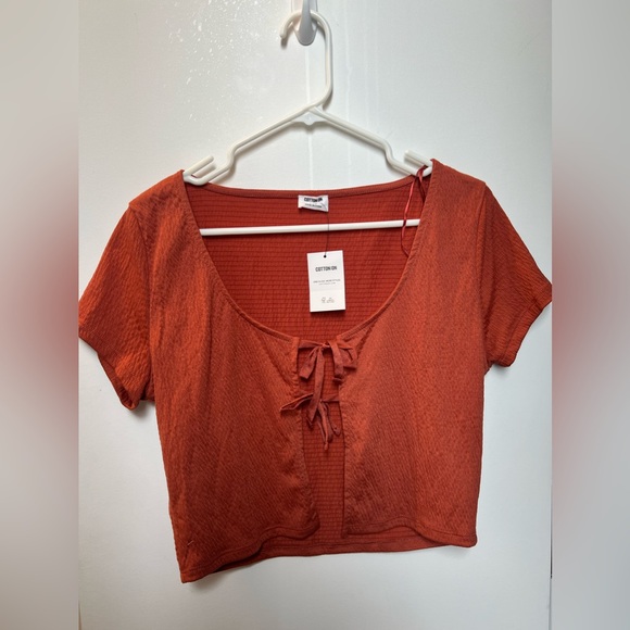Cotton On | Tops | Cotton On Copper Crop Top With Bows And Open Cut Out ...